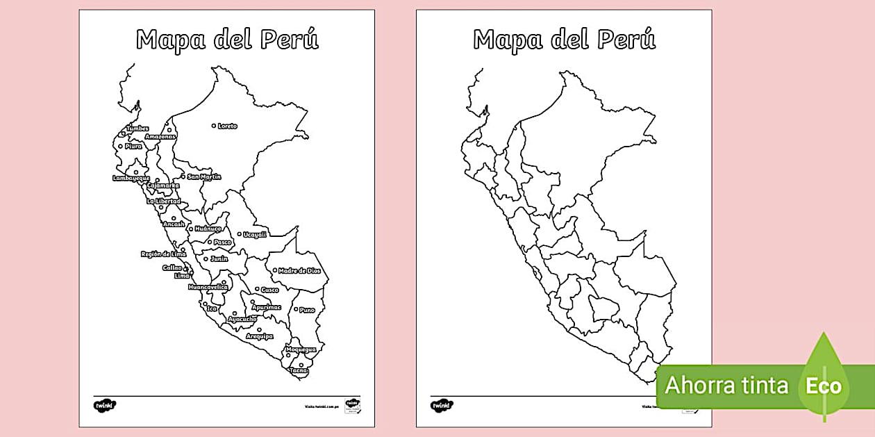 Mapa del Perú y sus regiones para colorear | Twinkl Perú