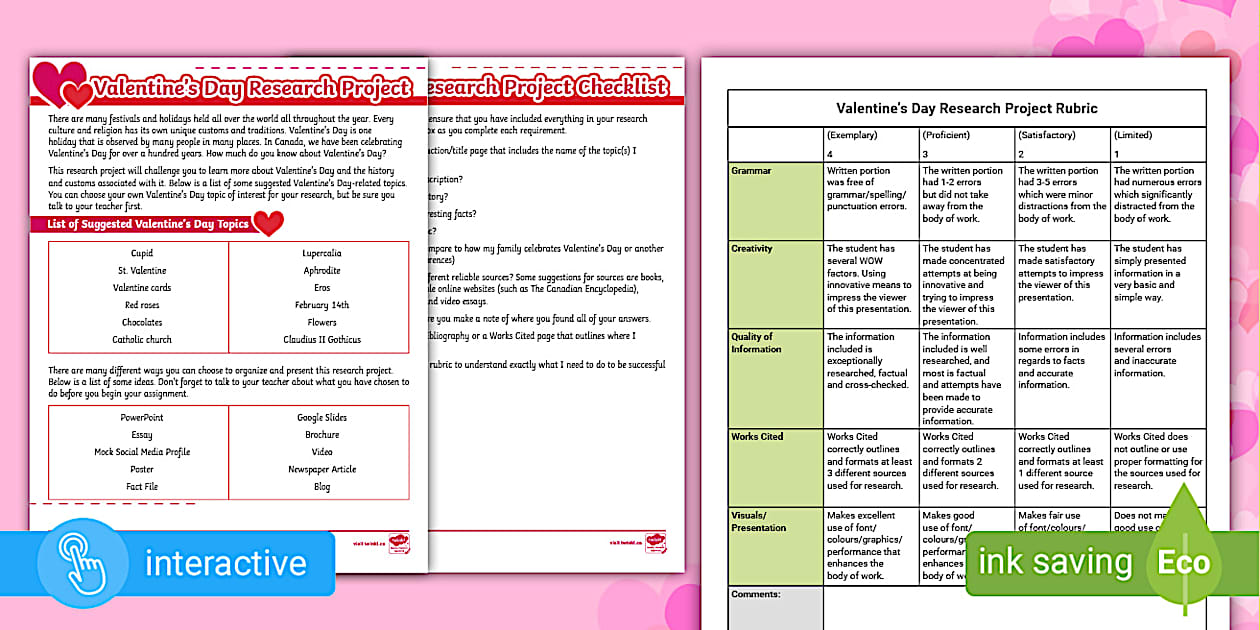 Valentine's Day Research Project - Grades 4-6 (teacher made)