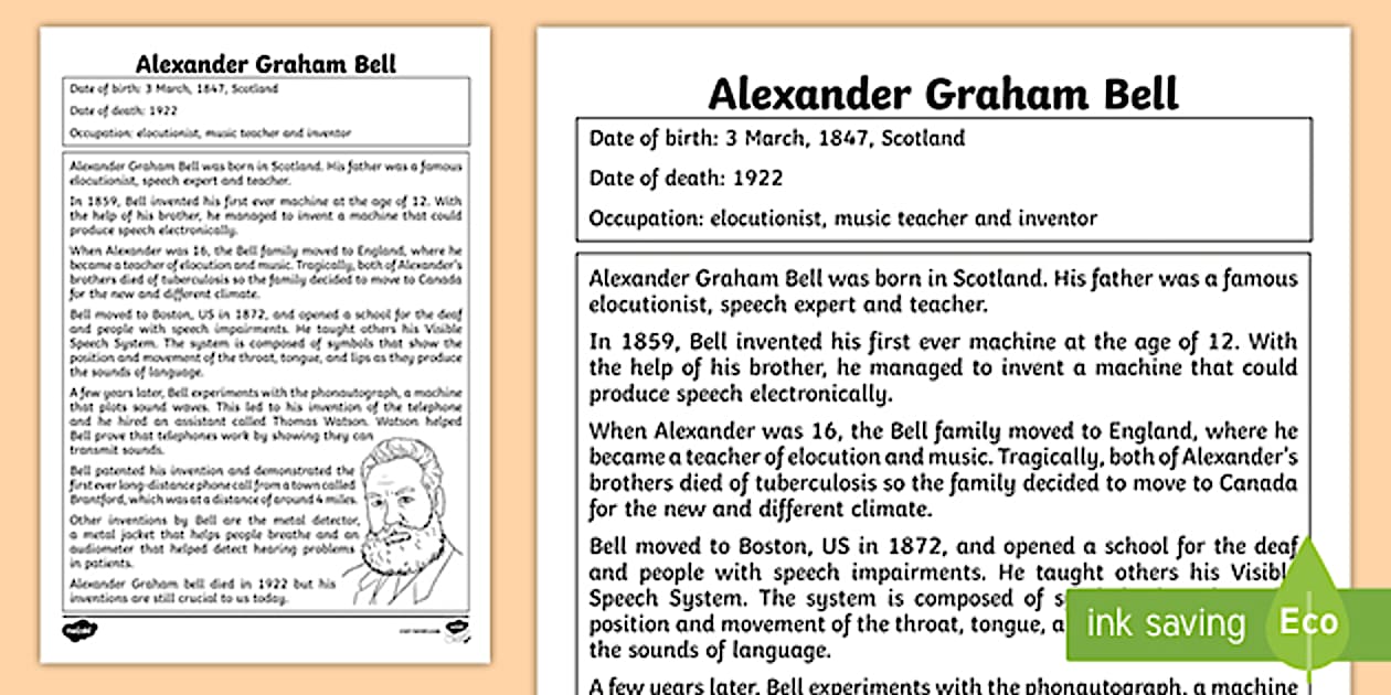 Cursive Alexander Bell Significant Individual Fact Sheet