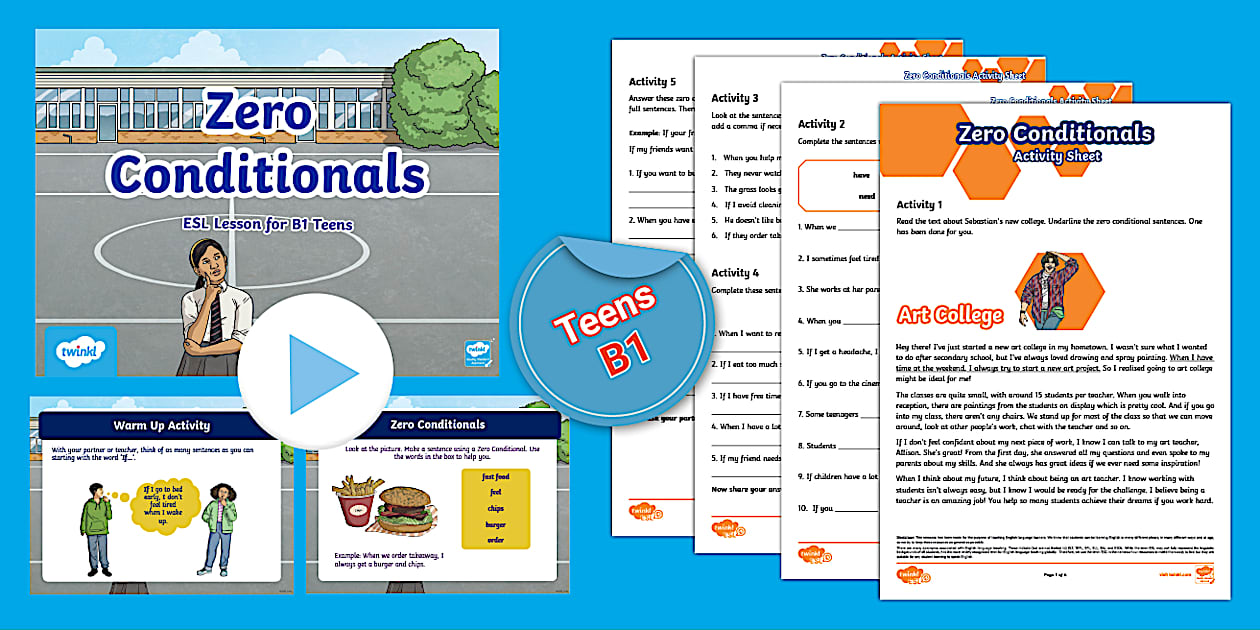 Zero Conditionals Pack for B2 Teens - Twinkl