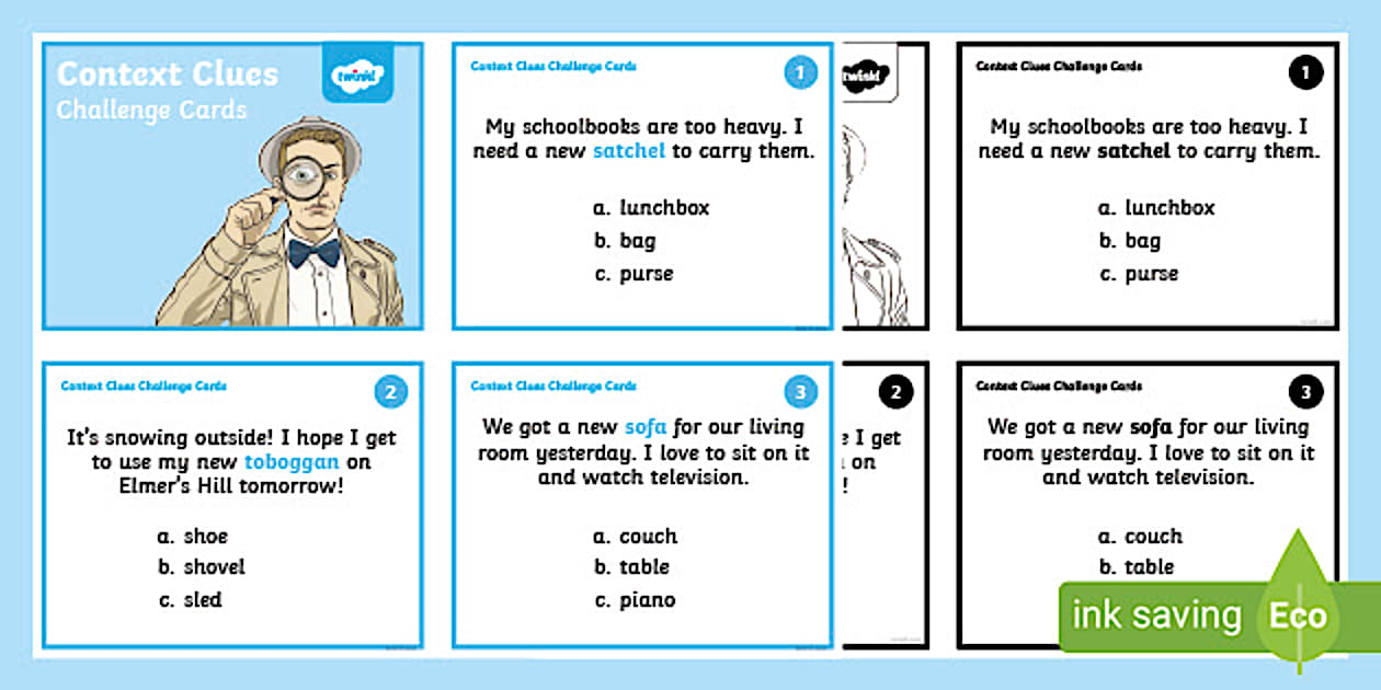 Context Clues Task Cards for 3rd-5th Grade - Twinkl