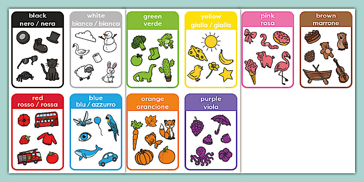 Let's Name the Colours! Bilingual Italian/English Flashcards