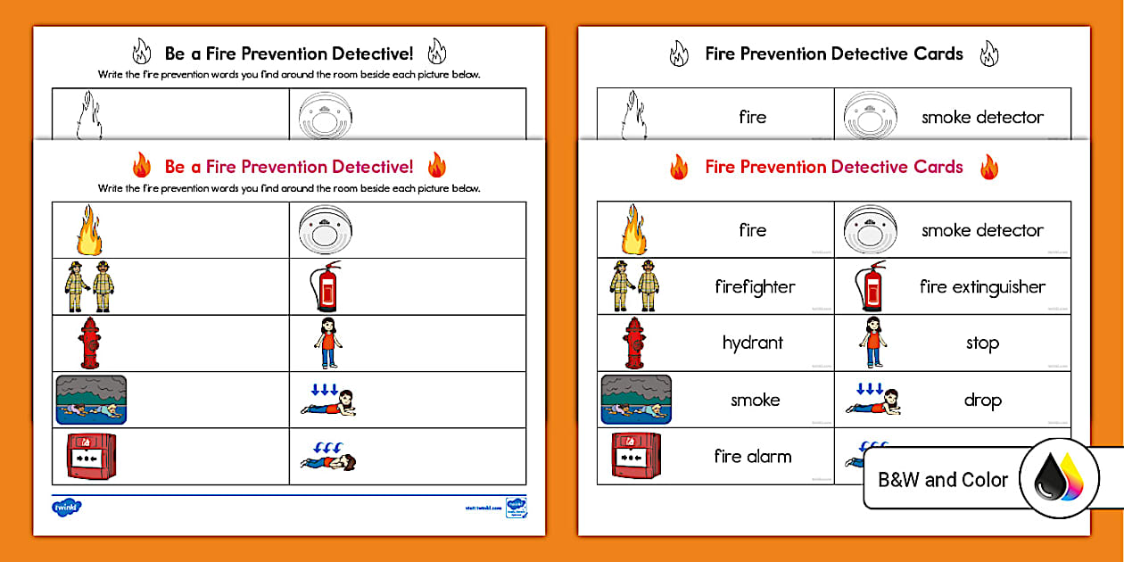 Fire Prevention Read and Write the Room Worksheet - Twinkl