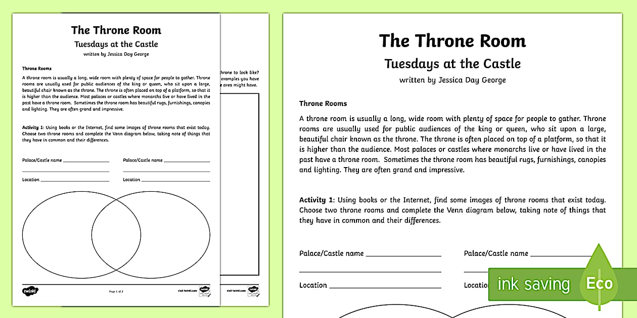 The Throne Room in Tuesdays at the Castle Worksheet / Worksheet