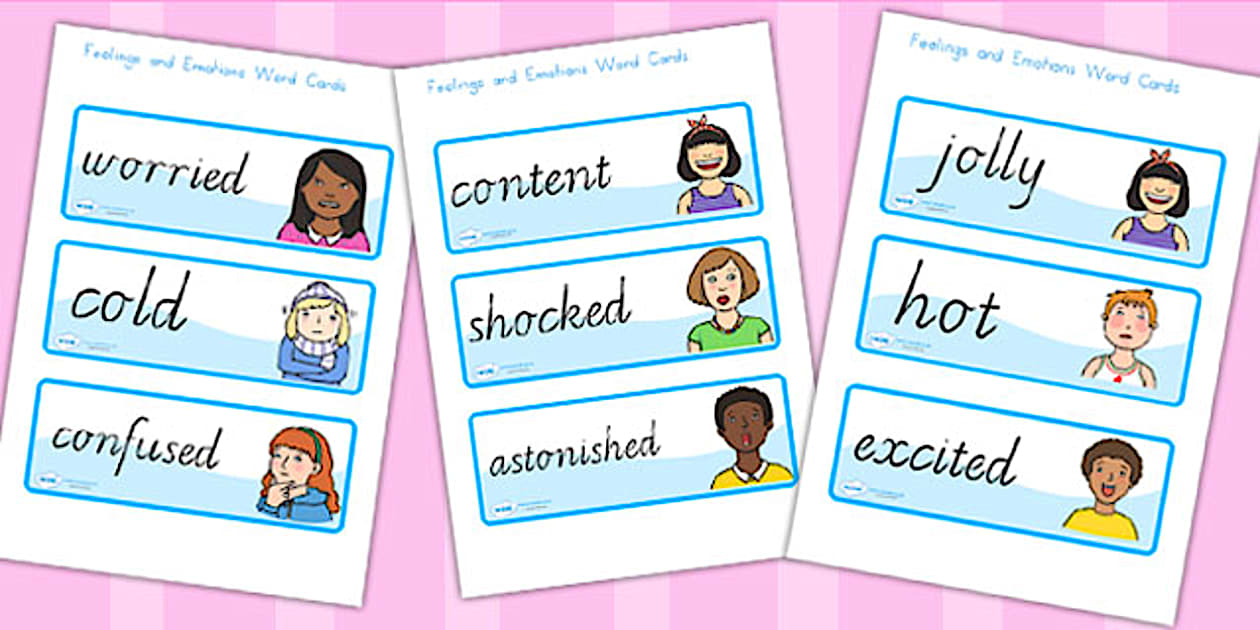 Cursive Emotions Word Cards (teacher made) - Twinkl