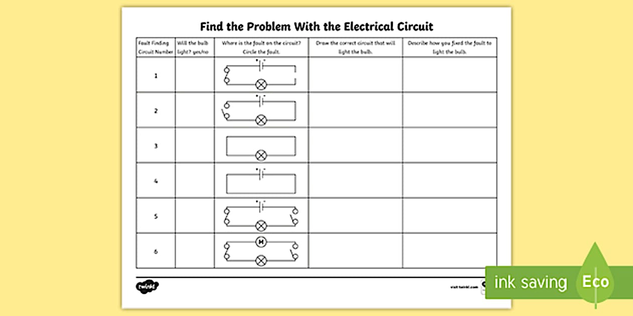 5th Grade Electrical Circuit Worksheet | Physics | Twinkl