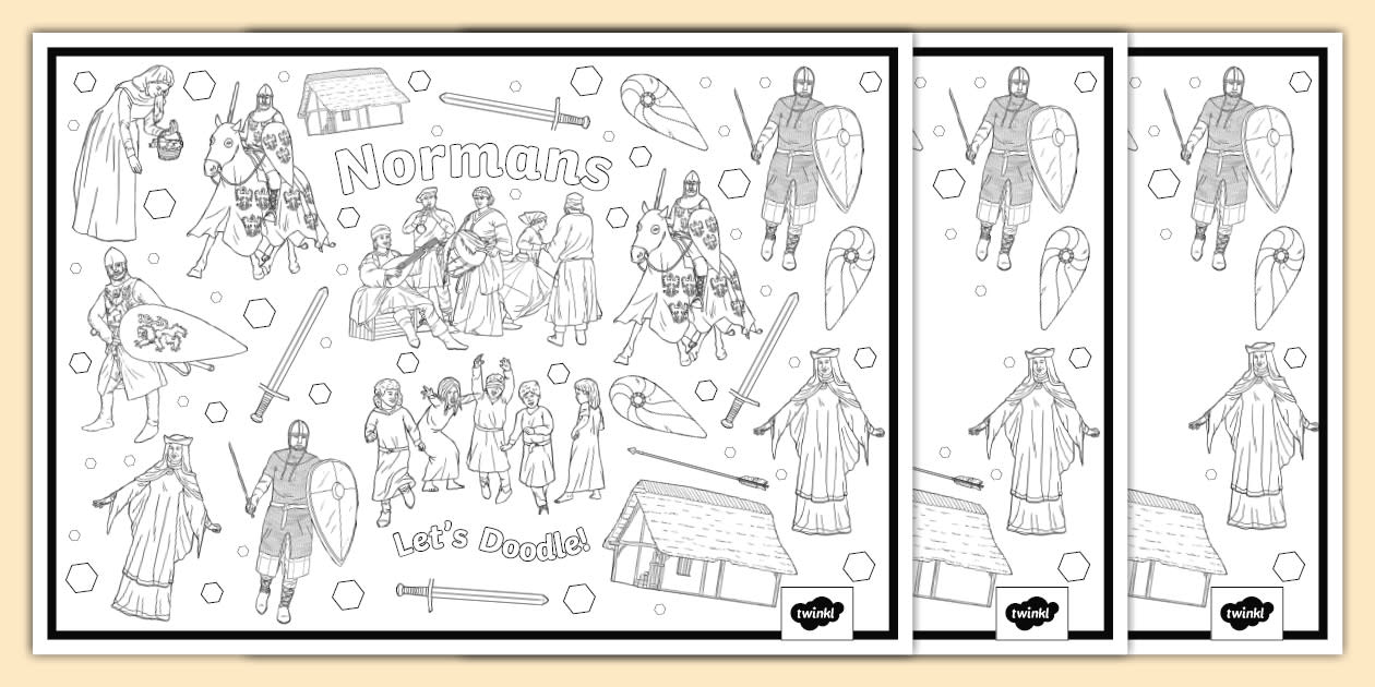 Normans Doodle Colouring Pages - Twinkl - KS2 - Twinkl