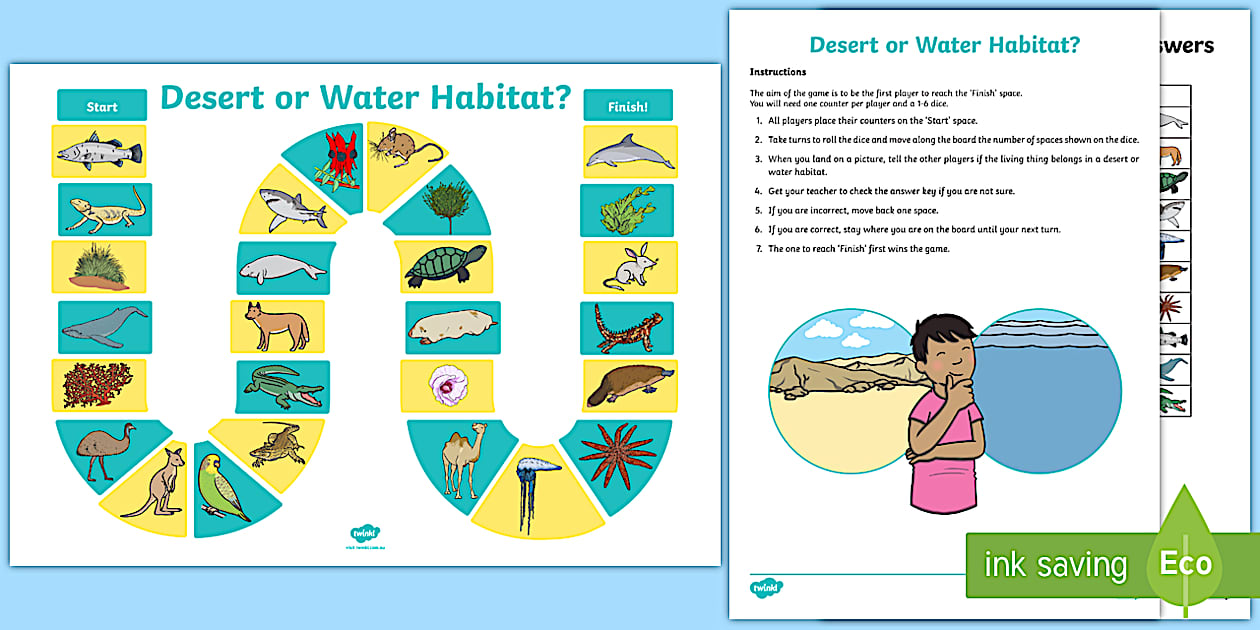 Desert or Water Habitat Board Game (teacher made) - Twinkl