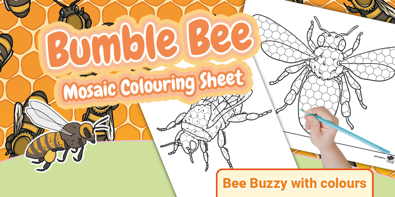Bumble Bee Mosaic Colouring Sheet
