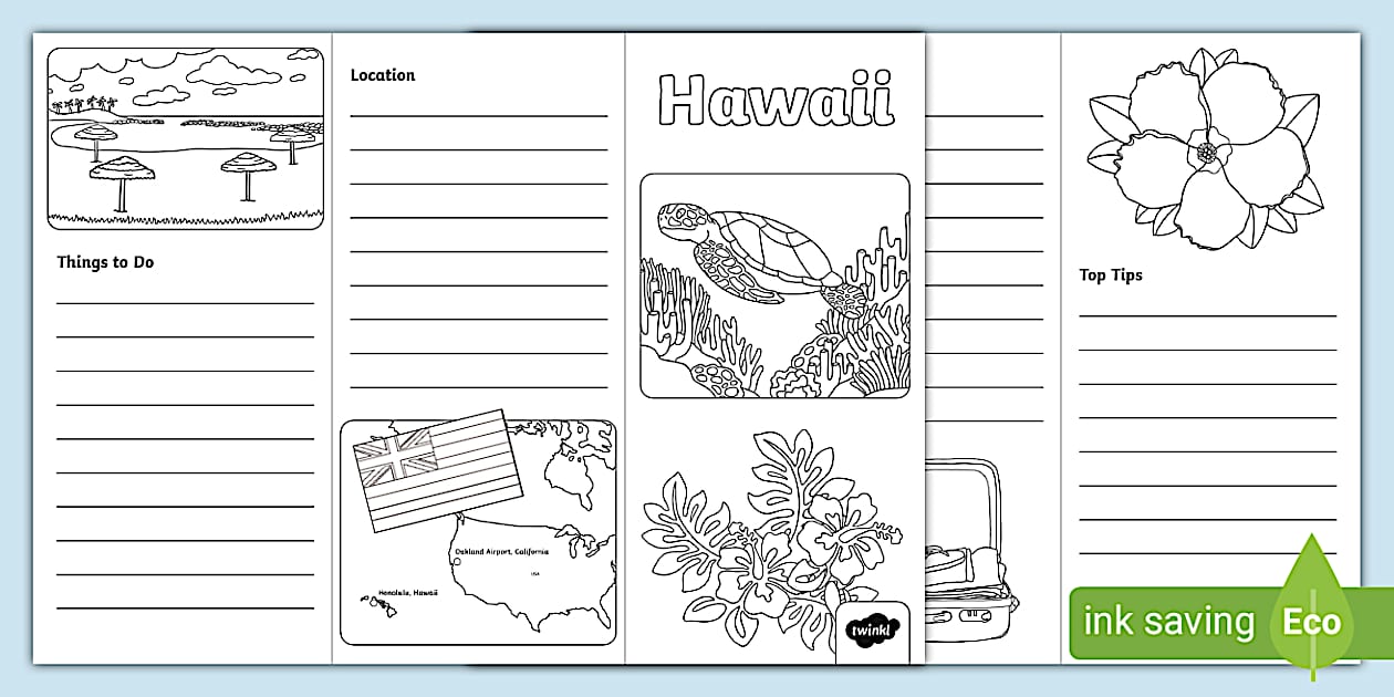 Hawaii Travel Leaflet Template (teacher made) - Twinkl