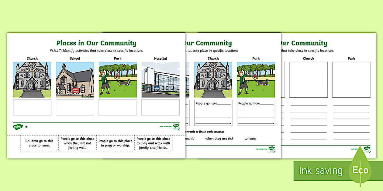 Places and Activities Differentiated Worksheet / Worksheets