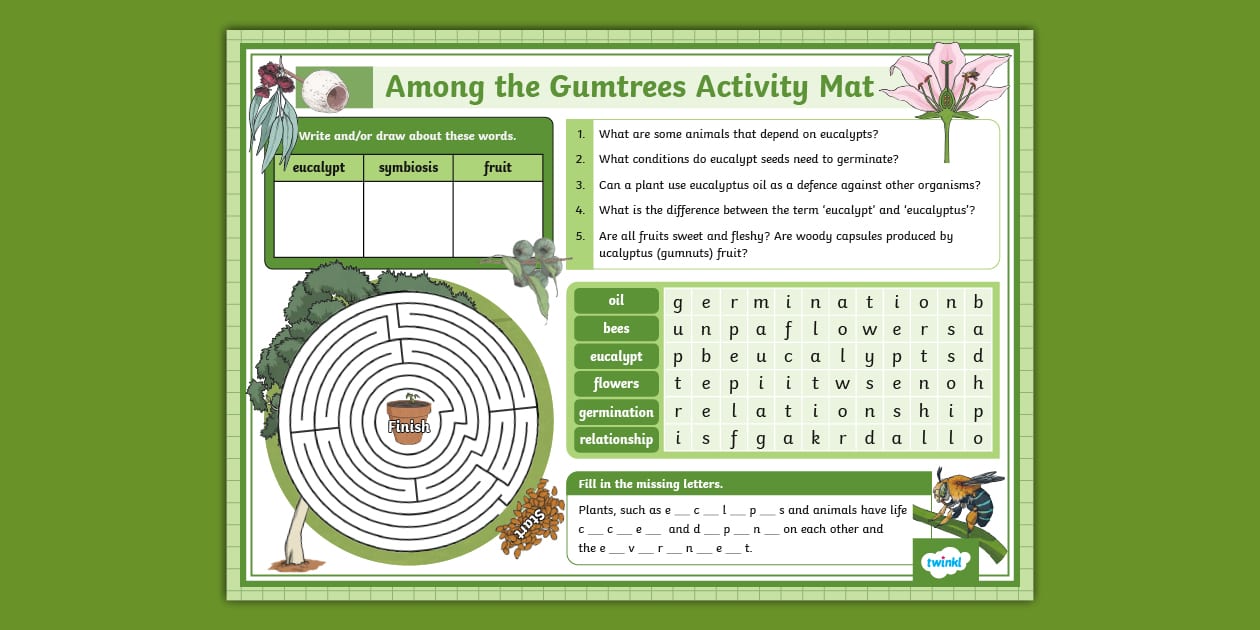 Among the Gum Trees Activity Mat (Teacher-Made) - Twinkl