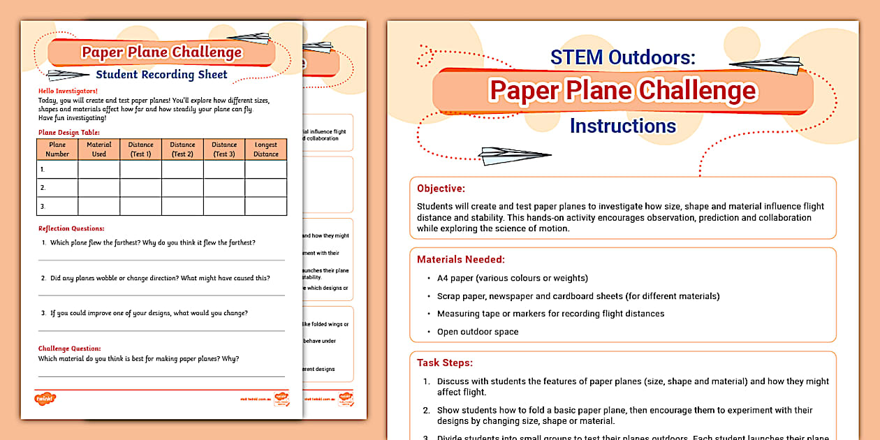 STEM Outdoors: Paper Plane Challenge (teacher made) - Twinkl