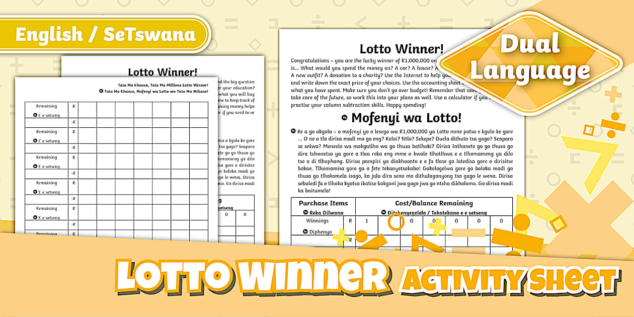 Grade 4 Maths - Lotto Winner - Activity Sheet - Setswana/English (CAPS