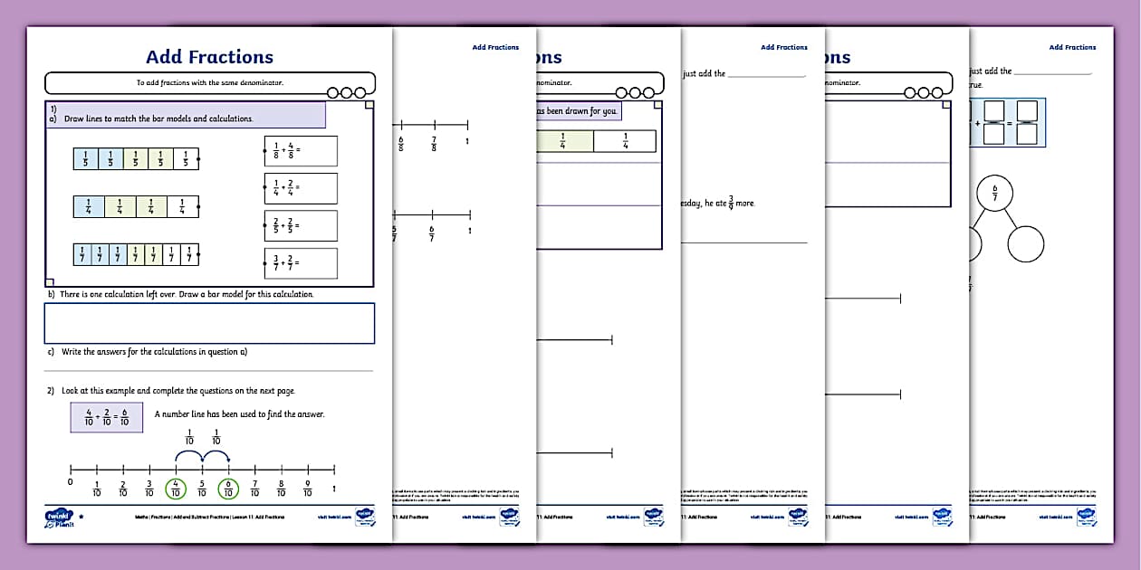 👉 Add Fractions Differentiated Worksheets (teacher made)