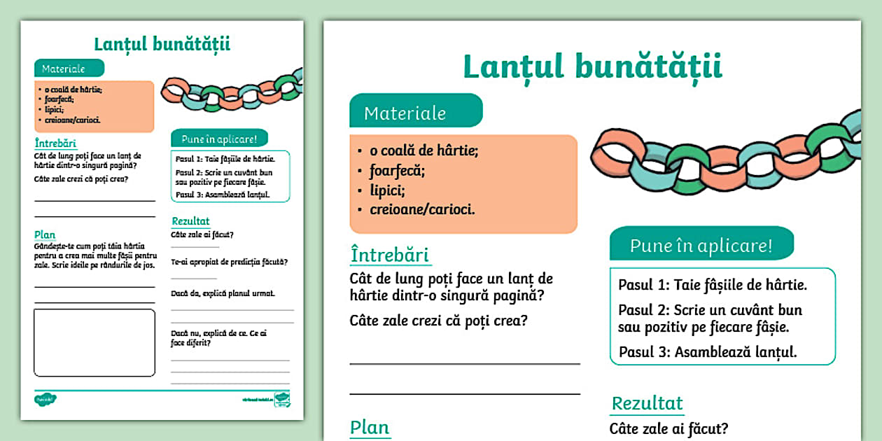 Lanțul bunătății – Activitate practică (teacher made)