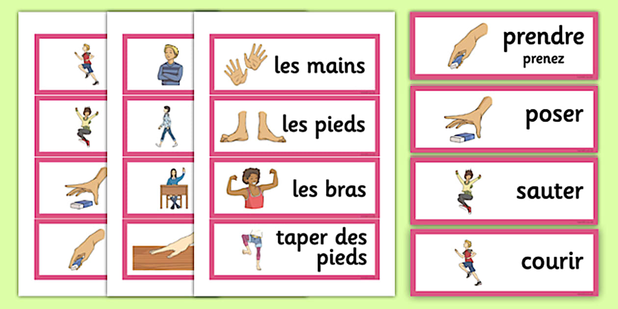 French Actions Word Cards (Teacher-Made) - Twinkl