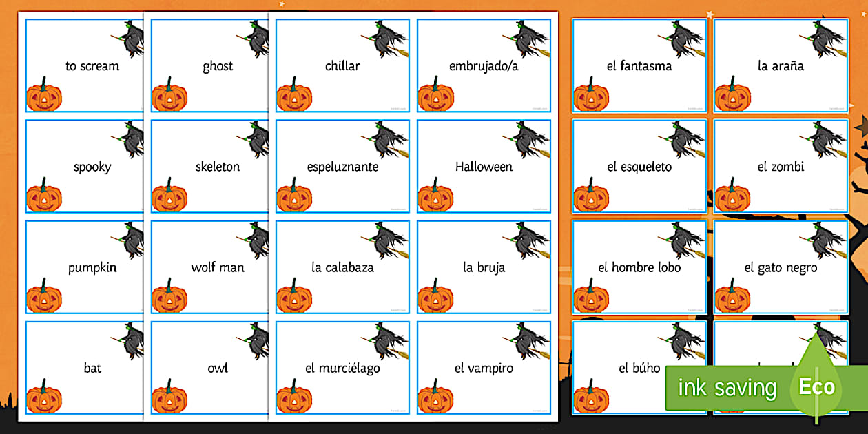 Halloween Matching Cards Spanish (Hecho por educadores)