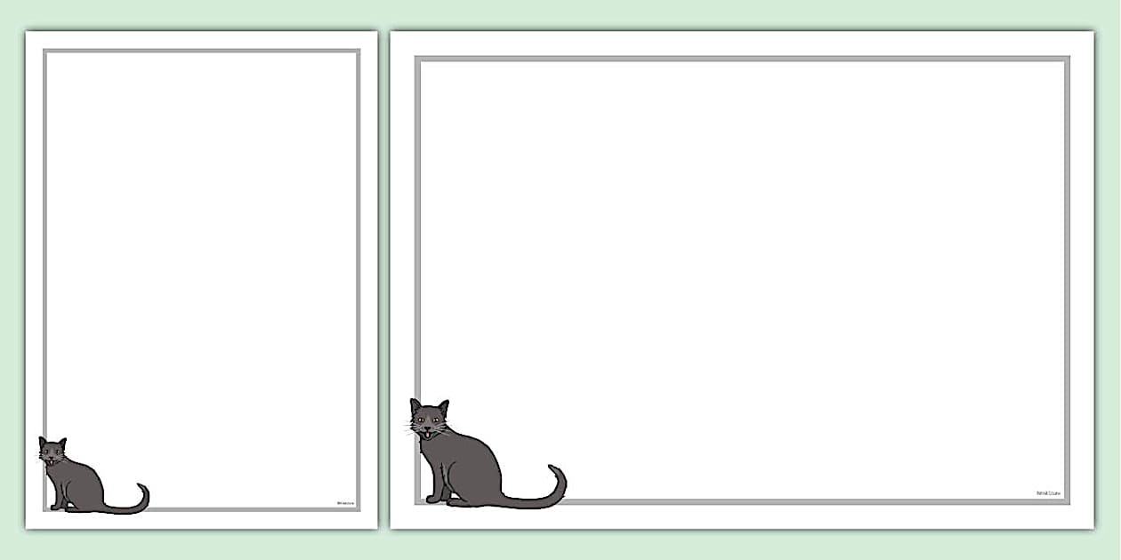 Simple Blank Black Cat Meowing Page Border | Page Borders