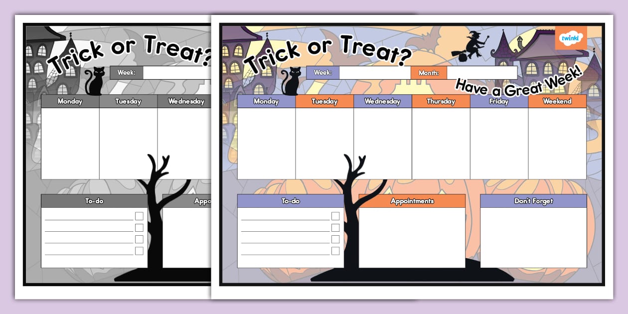 Trick or Treat? Halloween Educator Weekly Planner - Twinkl