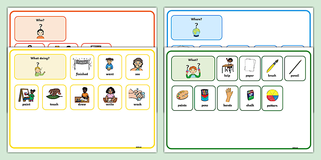 Colourful Semantics Mark Making Area Activity Board - Twinkl