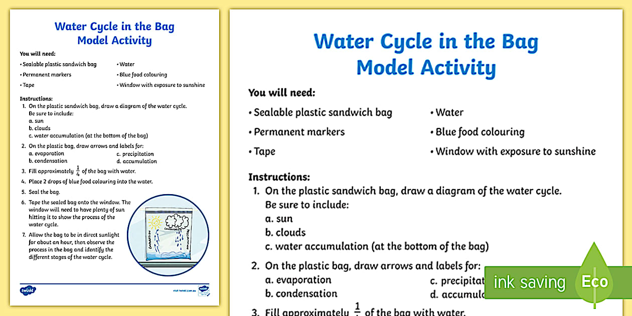 Fun Water Cycle in the Bag - Cool Science Experiment