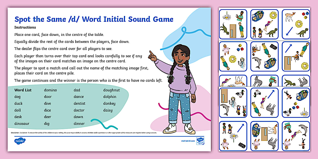 Spot the Same /d/ Word Initial Sound Game (Teacher-Made)