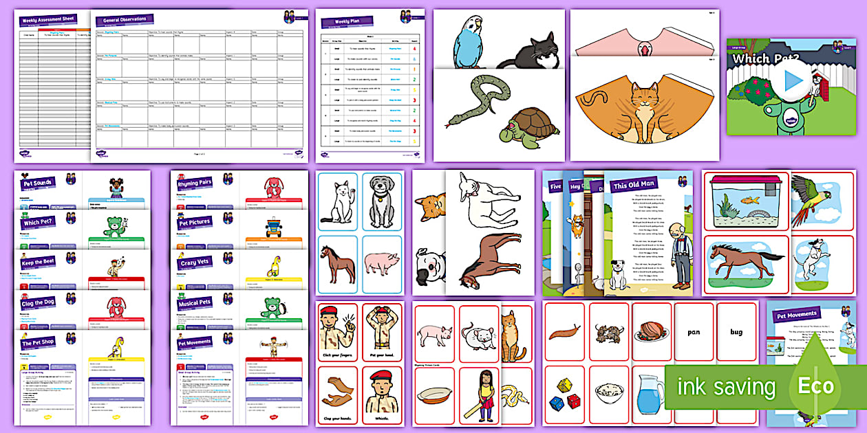 Phonics Level 1 Week 4: Pets Weekly Lesson Pack - Twinkl