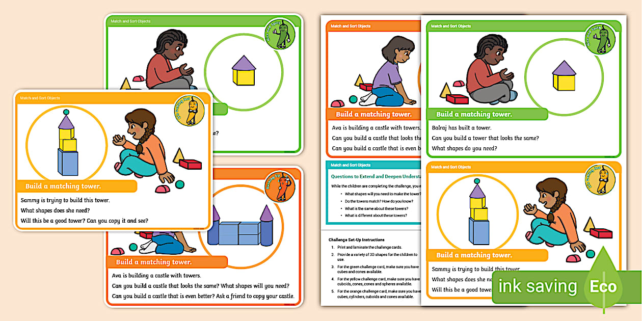 👉 EYFS Maths Matching and Sorting Challenges: Building Towers