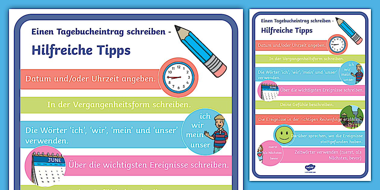 Einen Tagebucheintrag schreiben - Hilfreiche Tipps - Twinkl
