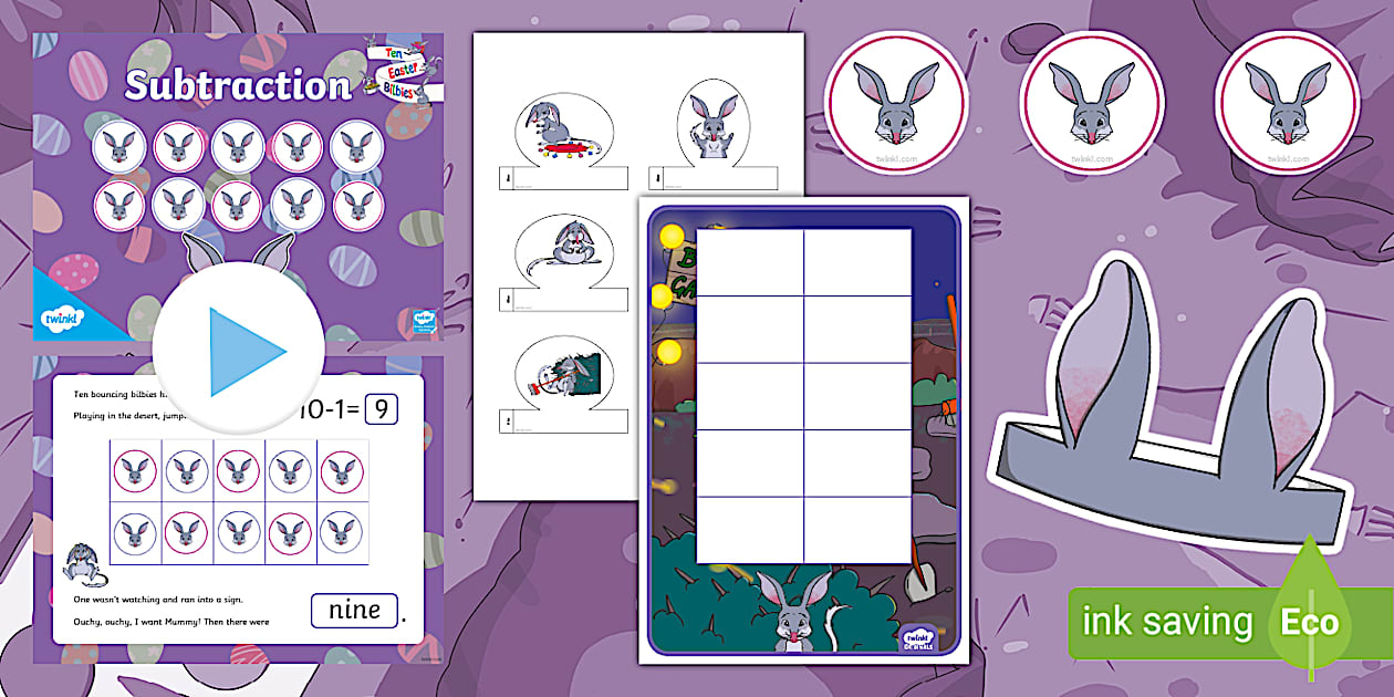Ten Easter Bilbies - Subtraction Pack (Hecho por educadores)