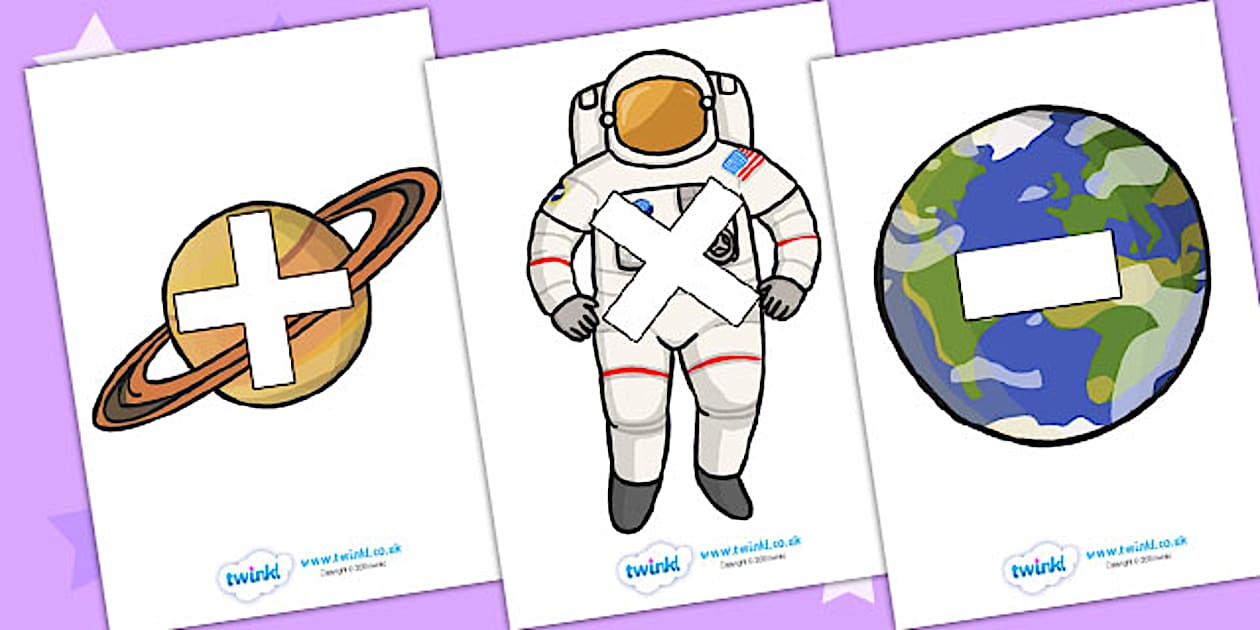 Maths Symbols on Space Images - Twinkl