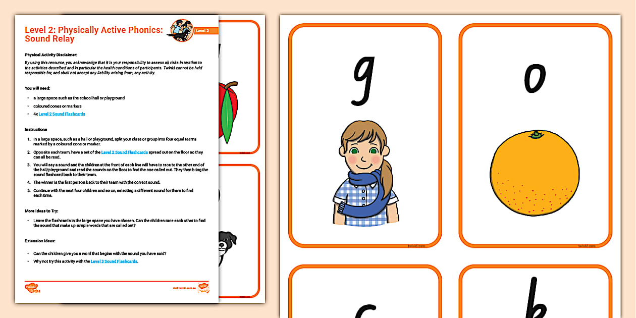 Level 2 Physically Active Phonics Quick Game: Sound Relay