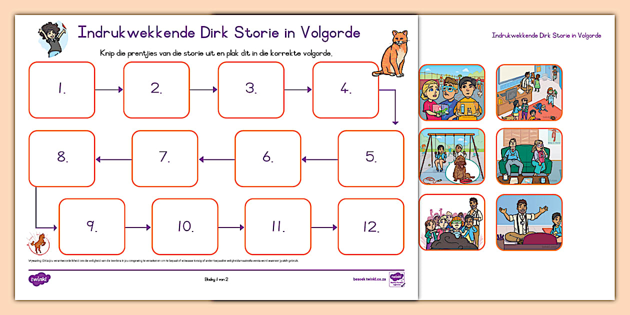 Indrukwekkende Dirk. Volgorde van Storie. - Twinkl