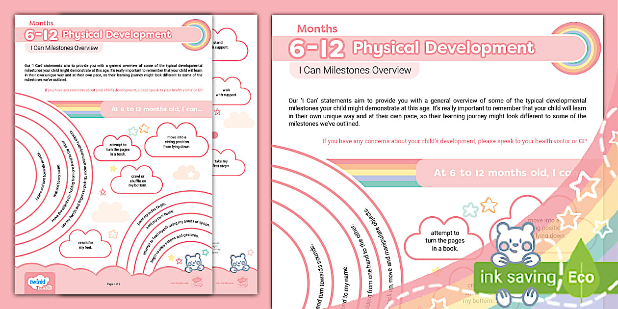 FREE! - 6-12 Months Physical Development I Can Milestones