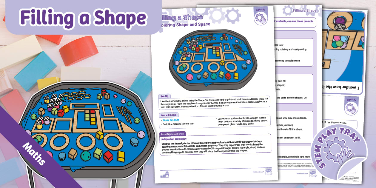 STEM Investigate and Play Tray: Filling a Shape | Twinkl