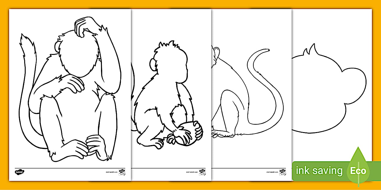 Monkey Template | Monkey Outlines | Cut-Outs | Twinkl KS1