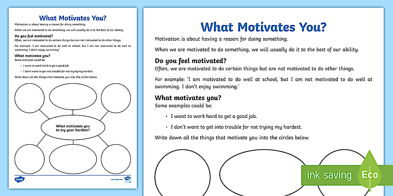 Motivational Lesson | What Motivates You Worksheet | Twinkl