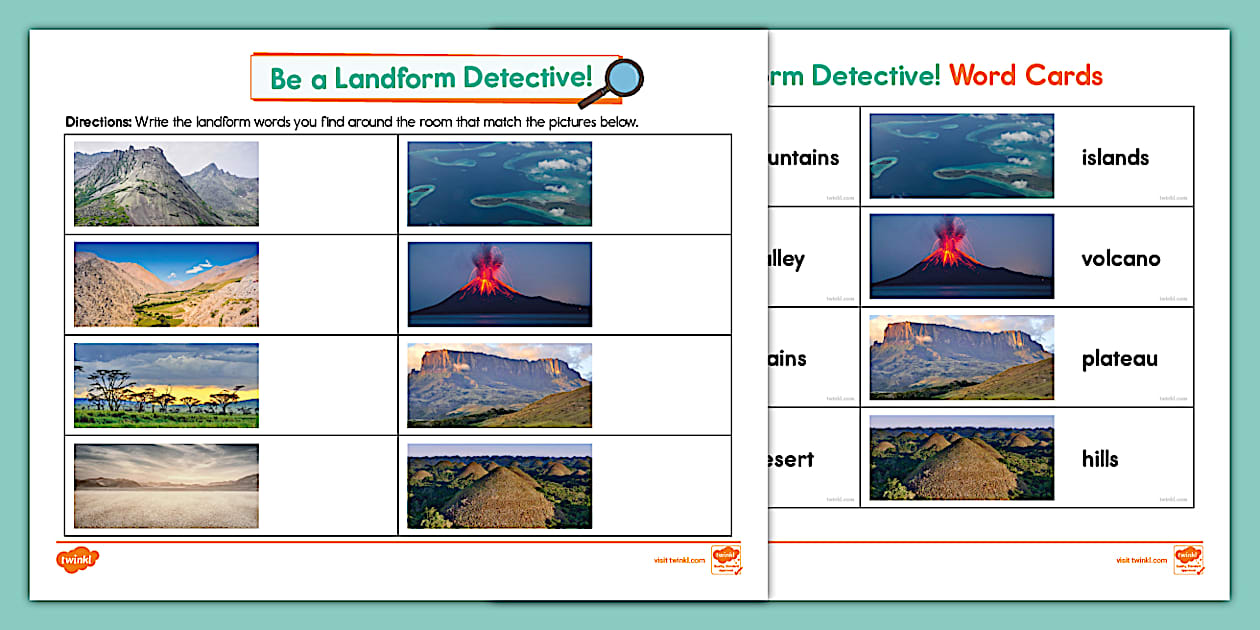 Landforms Read and Write the Room for K-2nd Grade - Twinkl