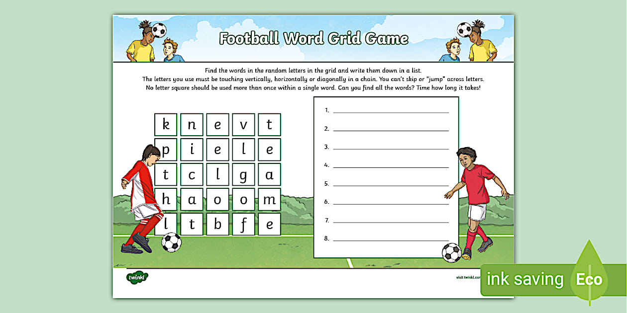Football Word Grid Game (teacher made) - Twinkl