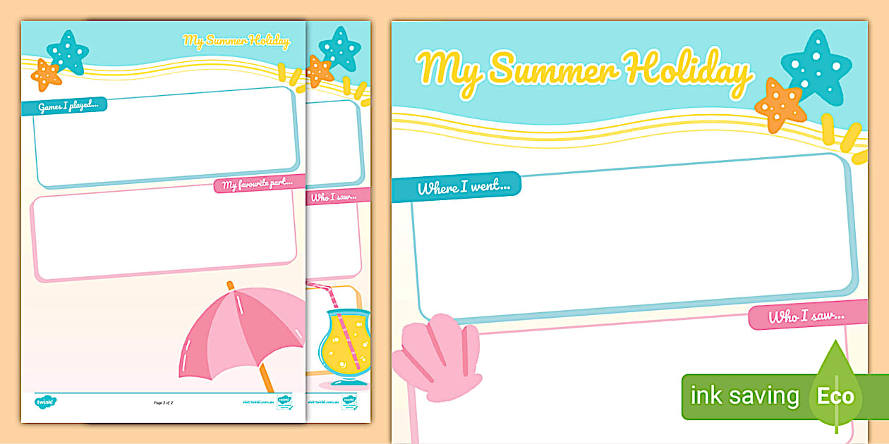 Summer Vibes All About My Holiday Writing Frame - Twinkl