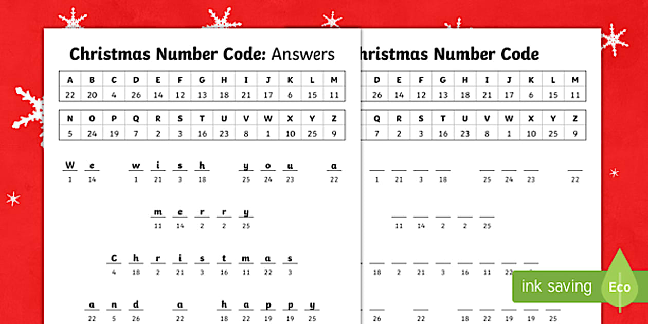 Higher Ability Cryptic Christmas Code Numbers Differentiated Worksheets