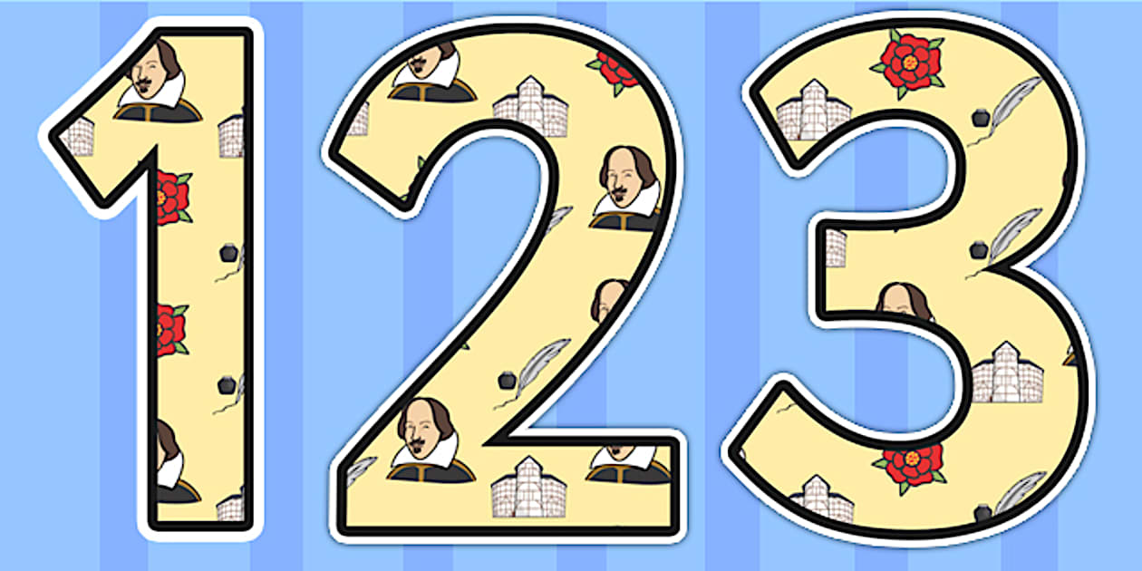 William Shakespeare Themed Display Numbers (teacher made)