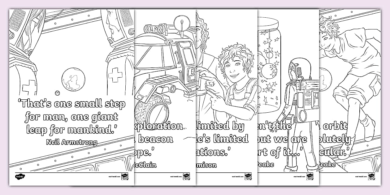Space Quotes Mindfulness KS2 Colouring Sheets - Twinkl