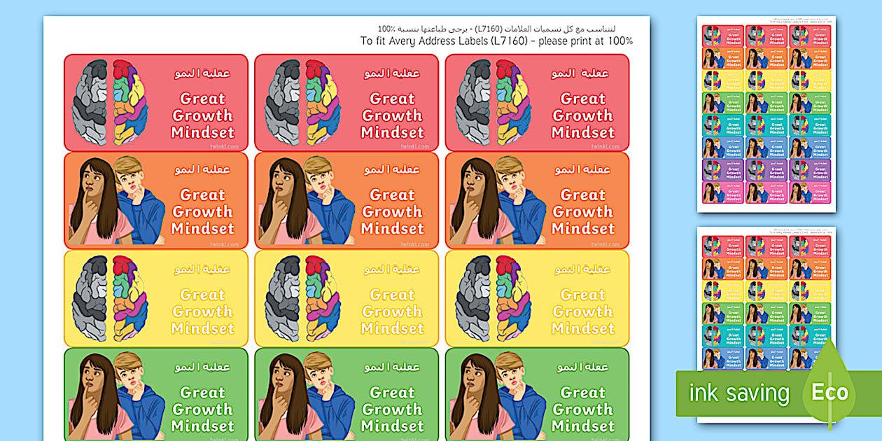 Maths 'Great Growth Mindset' Stickers Arabic/English