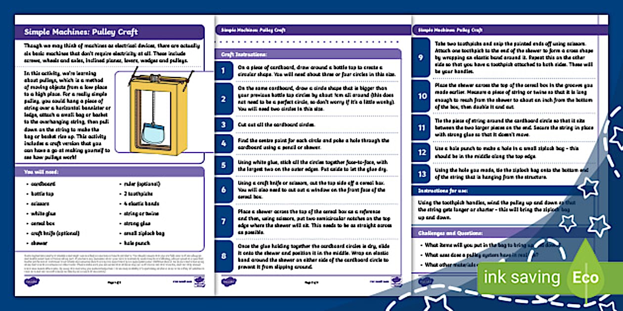 Simple Machines: Pulley Craft (teacher made) - Twinkl