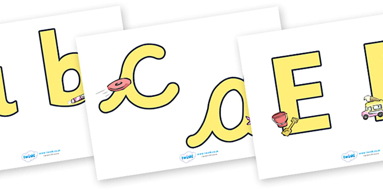 Cursive Display Lettering & Symbols (Summer) - Twinkl