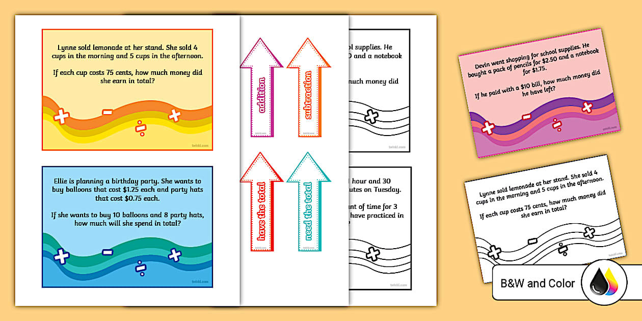 Multistep Math Word Problems Labeling Activity for 3rd-5th Grade