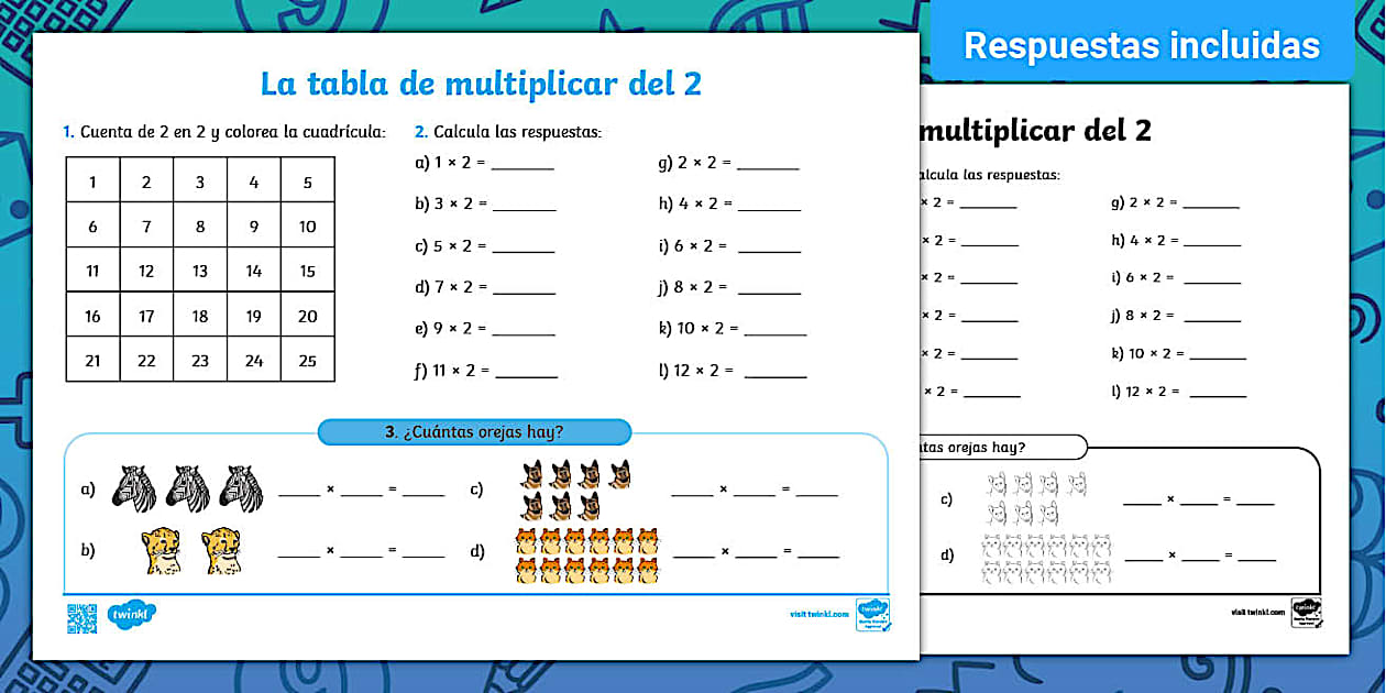 Ficha de actividad: La tabla de multiplicar del 2