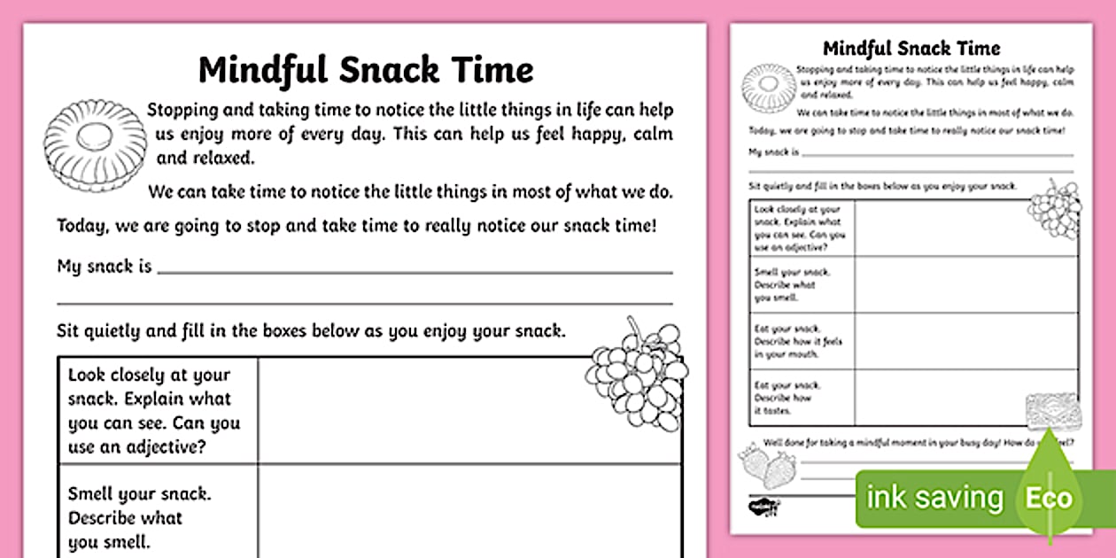 Mindful Snack Time Activity - Mindfulness and Wellbeing
